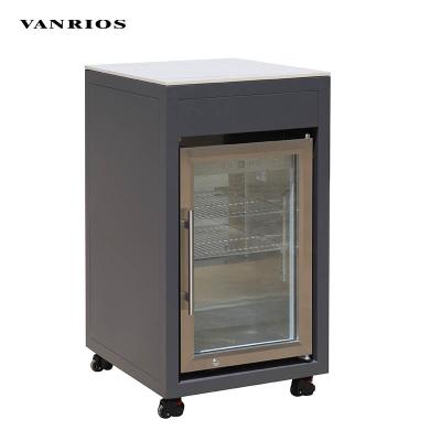 China Modern Built In Outdoor Kitchen Fridge Cabinet With 63L Beverage Cooler for sale