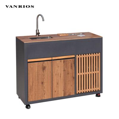 China Commercial Modular Outdoor Kitchen Sink Unit 304 Stainless Steel Sink & HPL Countertop for sale