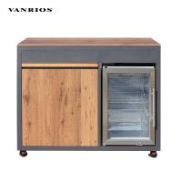 China Hand Brushed Wood Look Aluminum Outdoor Beverage Fridge Cabinet Waterproof for sale