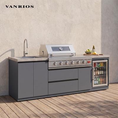 China Integrated Outdoor Kitchen Set With Aluminum Modular Cabinets Prefab Barbeque Islands for sale