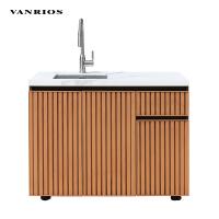 China Hand Brushed Aluminum Outdoor Kitchen Cabinet With Rock Plate Surface for sale