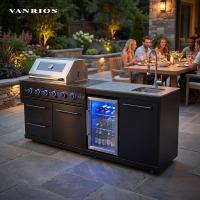 China Multi Burner Gas Grill Stainless Steel Outdoor Kitchen Island 75300 BTU Professional for sale