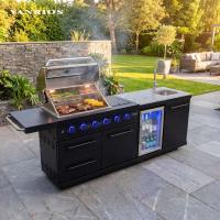 China Multi Burner Gas Grill Stainless Steel Outdoor Kitchen Island 75300 BTU Professional for sale