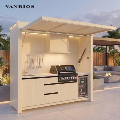 China Fire Rated Outdoor Kitchen Bbq Pod With Shed Built-In Grill & Refrigerator Bay for sale