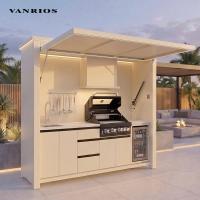 China Fire Rated Outdoor Kitchen Bbq Pod With Shed Built-In Grill & Refrigerator Bay for sale