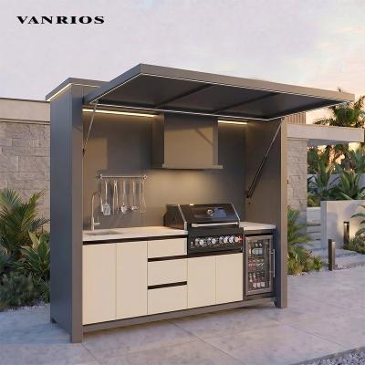 China Hospitality Outdoor BBQ Pod With Integrated Four Burner Gas Grill for sale