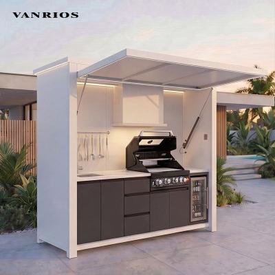 China Convertible Outdoor BBQ Pod with Automated Hydraulic Lift Up Canopy for sale