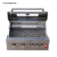 China Stainless Steel 4 Burner BBQ Grill Built In Gas Grill With Rear Burner for sale
