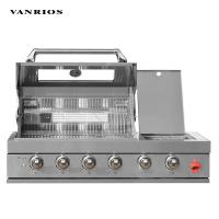 China Commercial Stainless Steel Built In Natural Gas Grills 4 Burner With Side & Rear Burners for sale