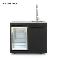 China Preparation Outdoor Kitchen Cabinet With Integrated Sink & Refrigerator for sale