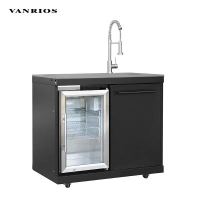 China Preparation Outdoor Kitchen Cabinet With Integrated Sink & Refrigerator for sale