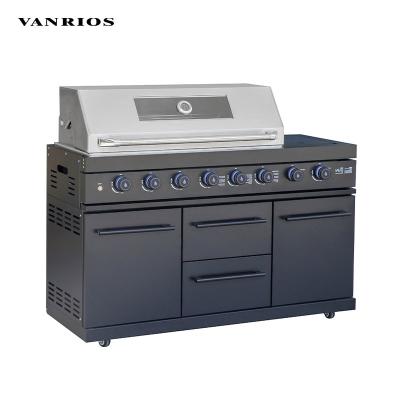 China Executive Freestanding BBQ Grill Cabinet Unit With Professional 8-Zone Gas Cooking System for sale