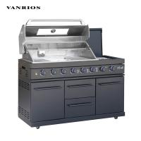 China Executive Freestanding BBQ Grill Cabinet Unit With Professional 8-Zone Gas Cooking System for sale