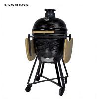 China Charcoal Smokers Grill 21 Inch Kamado Ceramic Bbq Grill With Rolling Cart & Side Shelves for sale