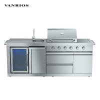 China Mobile Outdoor Kitchen Grill Set With Sink & Refrigerator Bbq Kitchen Set for sale