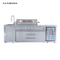 China OEM ODM SUS304 Stainless Steel 6 Burner Outdoor Kitchen Set With Side & Rear Burners for sale