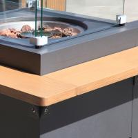 China Modern Aluminum Outdoor Gas Fire Table With Wood Grain Finish for sale