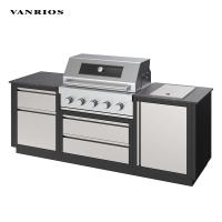 China Refined Stainless Steel Prefabricated Outdoor Kitchen Islands With Professional Grill System for sale