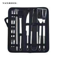 China Heavy Duty Stainless Steel BBQ Accessories BBQ Utensil Set With Portable Storage Bag for sale