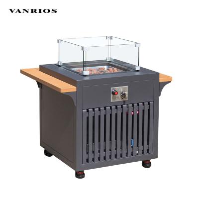 China Grey Powder-coated Aluminum Fire Pit Table with 55,000 BTU and CSA Certified Safety Valve for sale