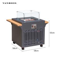 China Grey Powder-coated Aluminum Fire Pit Table with 55,000 BTU and CSA Certified Safety Valve for sale