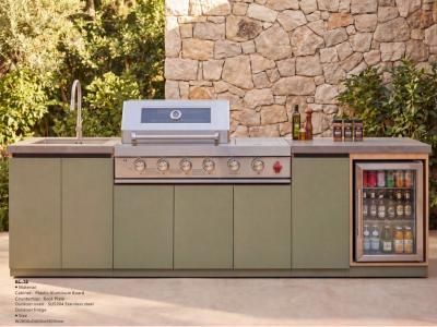 China Weather-Resistant Aluminum Outdoor Kitchen Island with Six Vertical Cabinet Doors for sale