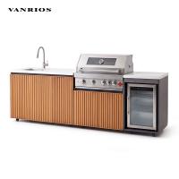 China Premium Aluminum Outdoor Kitchen Island with Gas Grill Sink Beverage Cooler and Weather-Ready Storage Cabinets for Patio Dining for sale