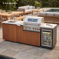 China Premium Aluminum Outdoor Kitchen Island with Gas Grill Sink Beverage Cooler and Weather-Ready Storage Cabinets for Patio Dining for sale