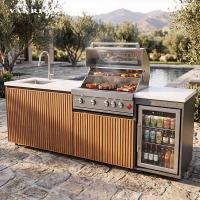 China Premium Aluminum Outdoor Kitchen Island with Gas Grill Sink Beverage Cooler and Weather-Ready Storage Cabinets for Patio Dining for sale