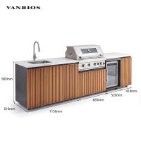 China Modern Aluminum Outdoor Kitchen Island with Built-In Gas Grill, Sink, Beverage Cooler and Slatted Cabinet Storage for Patio Entertaining for sale