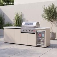China Heavy-Duty Waterproof Powder-Coated Aluminum Frame Modular Outdoor Kitchen Island with Pizza Oven Cabinet for sale