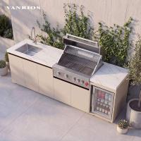 China Heavy-Duty Waterproof Powder-Coated Aluminum Frame Modular Outdoor Kitchen Island with Pizza Oven Cabinet for sale