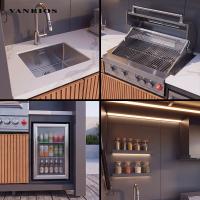 China Mini Wood Look Outdoor BBQ Pod Featuring Pulse Ignition Grill W2660 Aluminum Kitchen Station for sale