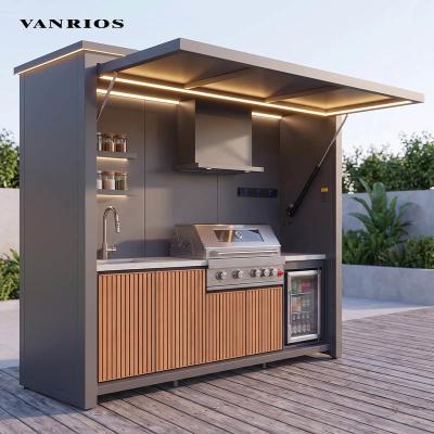 China Mini Wood Look Outdoor BBQ Pod Featuring Pulse Ignition Grill W2660 Aluminum Kitchen Station for sale