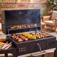 China Freestanding Charcoal Smoker Grill 25.8kg With Removable Charcoal Tray Dual Side Shelves for sale