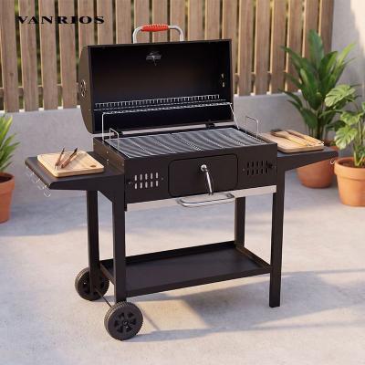 China Freestanding Charcoal Smoker Grill 25.8kg With Removable Charcoal Tray Dual Side Shelves for sale