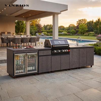 China Modular Aluminum Outdoor Kitchen Trash Bin Cabinet With Integrated Storage Module for sale