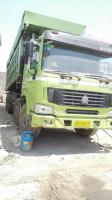 China 4x8 Drive Wheel Second Hand Dump Truck Howo Green Color Big Bucket Working Trucks for sale