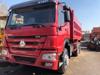 China HOWO 375 Second Hand Dumper Truck RHD / LHD 10 Tires Manual Transmission Red Color for sale