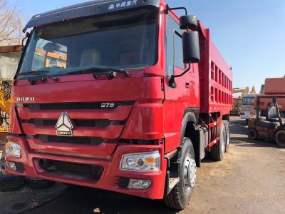 China HOWO 375 Second Hand Dumper Truck RHD / LHD 10 Tires Manual Transmission Red Color for sale