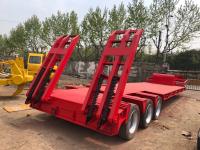 China Gooseneck Lowboy Low Bed Truck Trailer Used Flatbed Trailer 3 Axle 40T 50T for sale