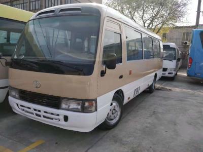 China LHD Steering Drive Used Toyota Coaster Bus  brown color Leather Seat 23 - 30 Seats Bus 7.50R16 Tyre Optional Color for sale