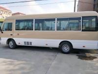 China LHD Steering Drive Used Toyota Coaster Bus  brown color Leather Seat 23 - 30 Seats Bus 7.50R16 Tyre Optional Color for sale