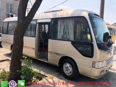 China Sightseeing Second Hand Toyota Coaster Bus Golden Color Hotselling  Toyota Mini Bus  Cozy Leather Seats for sale