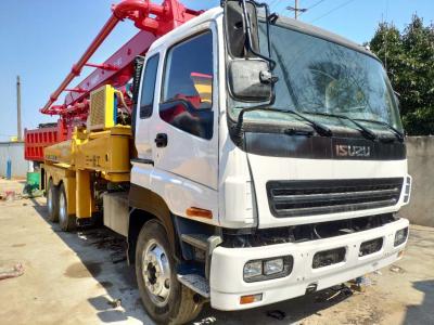 China 11.5*2.5*3.2m Used Isuzu Concrete Pump 37M Weight 26500KG Red and Yellow and White Color 37m  42m 48m 52m for sale