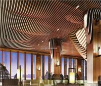 China Timber Cladding Linear Baffle Aluminium Alloy Profile Wood Tile Ceiling for sale