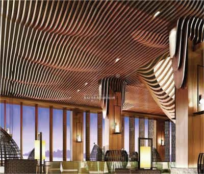 China Timber Cladding Linear Baffle Aluminium Alloy Profile Wood Tile Ceiling for sale