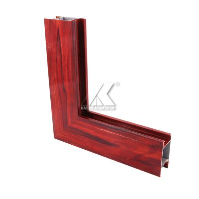 China Aluminium profile for windows with lovely wooden grain for sale