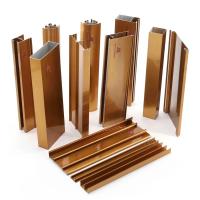 China Anodized Gold Aluminum Window Extrusion Profiles 6063 6061 for sale