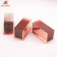 China Rectangular Extruded Aluminium Heat Sink Profile Rose Gold Color for sale